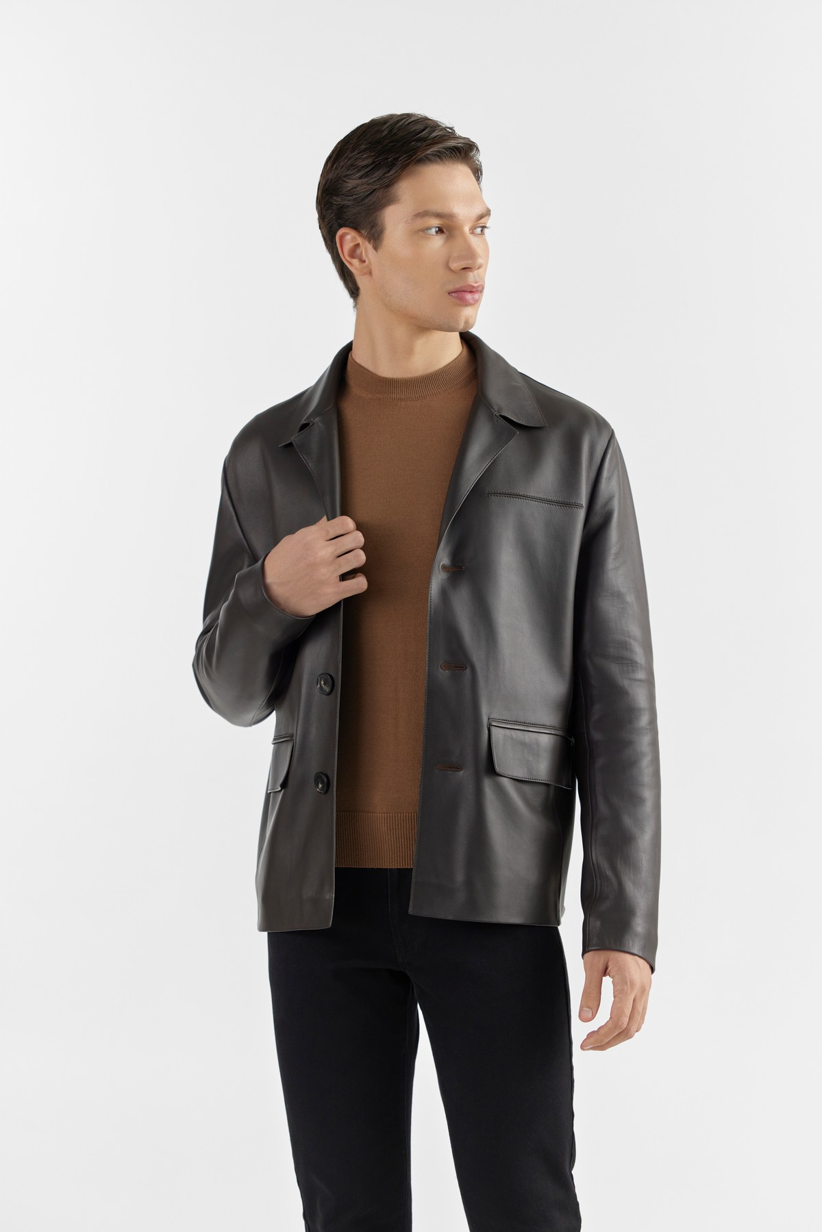 Dark Brown Iker Leather Jacket – Perona